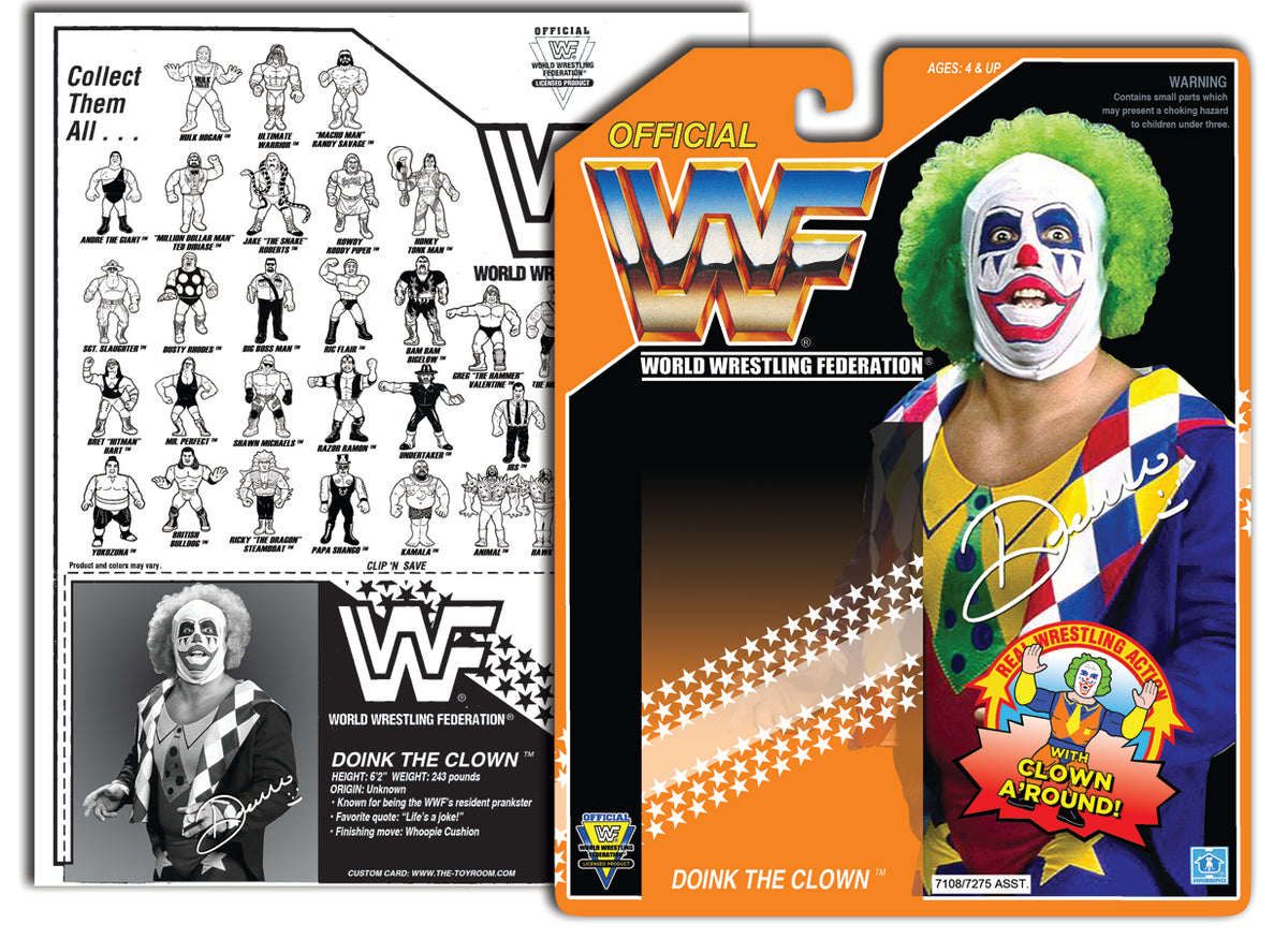 WWF HASBRO- Doink the Clown (ORANGE) – The Toyroom Repro & Custom Packaging