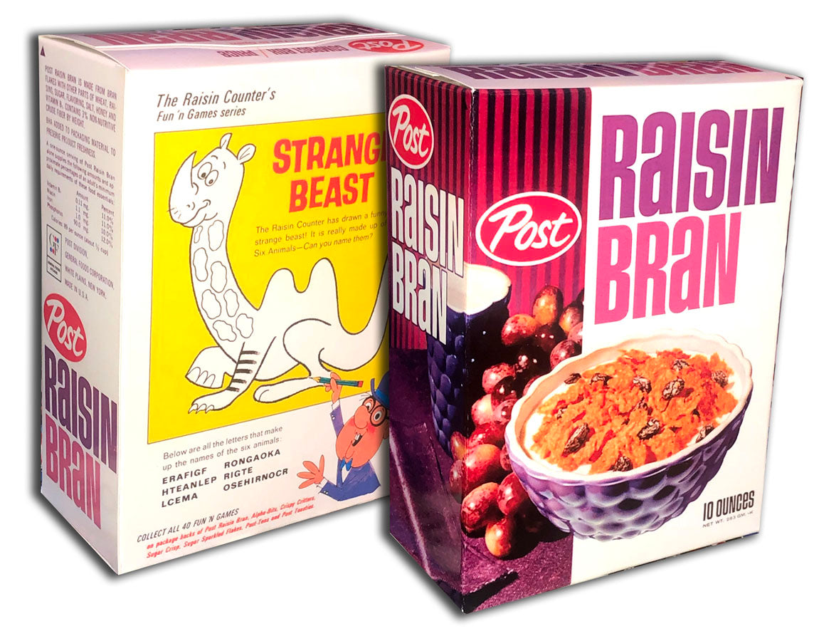 Cereal Box: Post Raisin Bran (Compact 10 oz.) – The Toyroom Repro ...